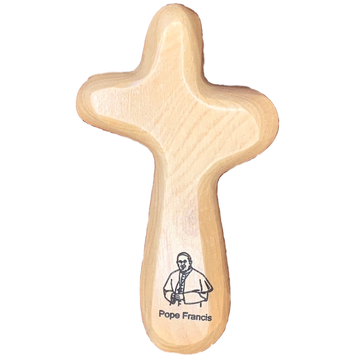 Pope Francis - Engraved Holding Cross – Holy Land Wood and Stone