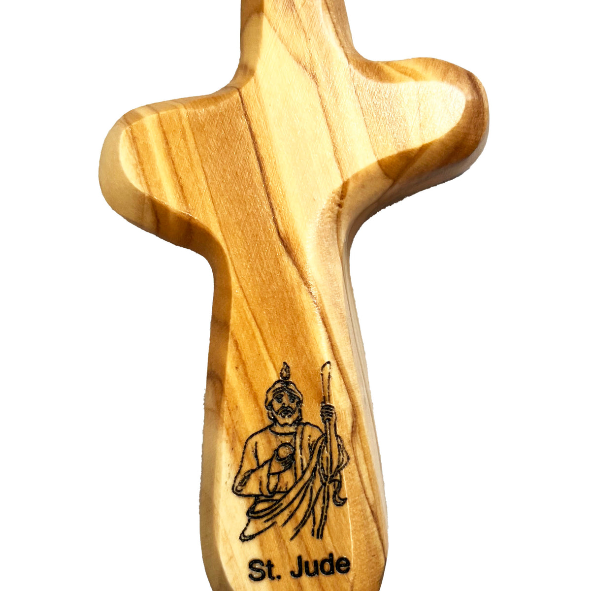 Saint Jude - Engraved Holding Cross – Holy Land Wood and Stone
