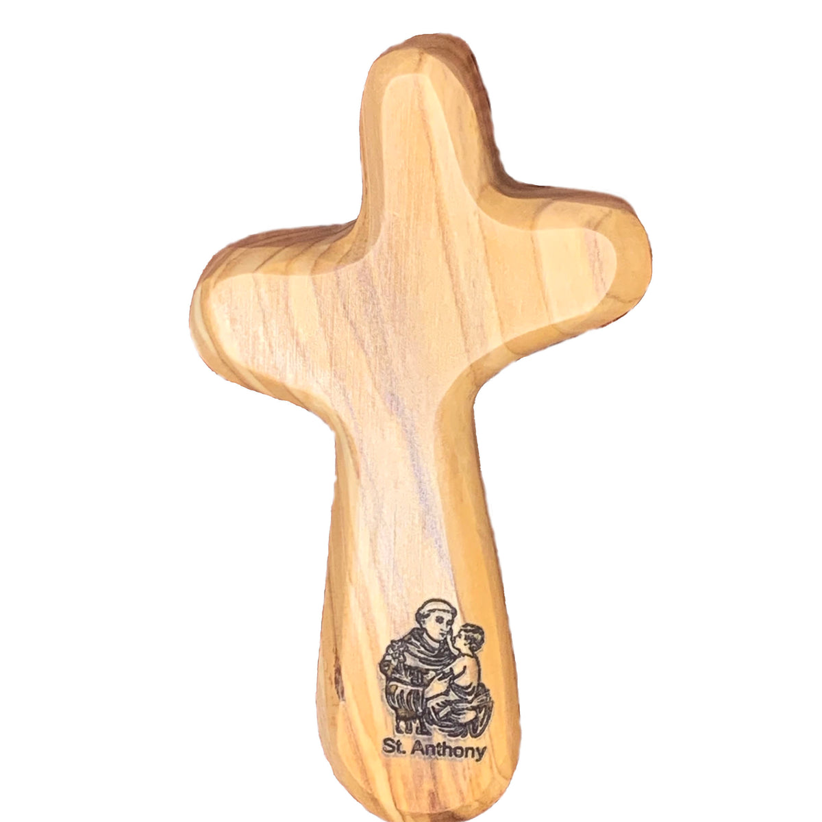 Saint Anthony - Engraved Holding Cross – Holy Land Wood and Stone